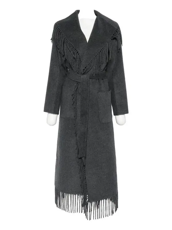 Simkhai Carrie Fringe Robe Coat - Grey
