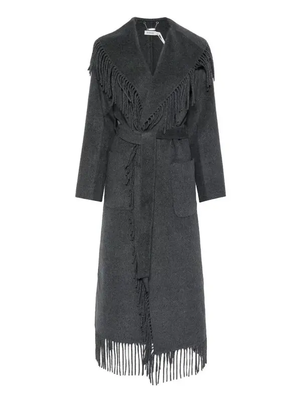 Simkhai Carrie Fringe Robe Coat - Grey