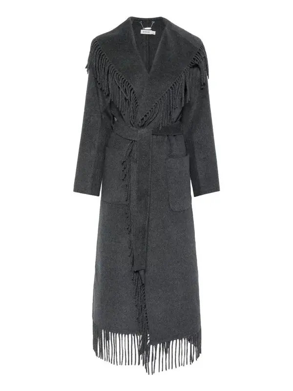 Simkhai Carrie Fringe Robe Coat - Grey