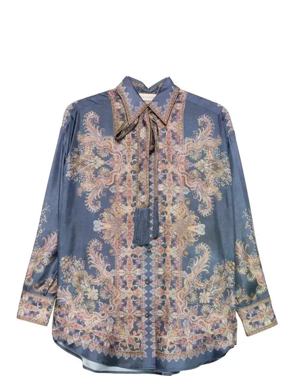 Zimmermann Paisley-print Pussy-bow Shirt - Blue