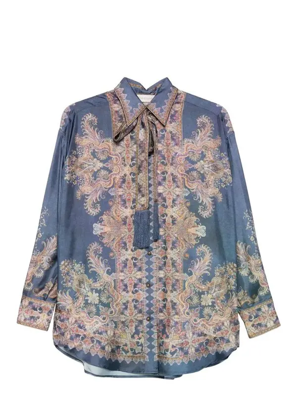 Zimmermann Paisley-print Pussy-bow Shirt - Blue