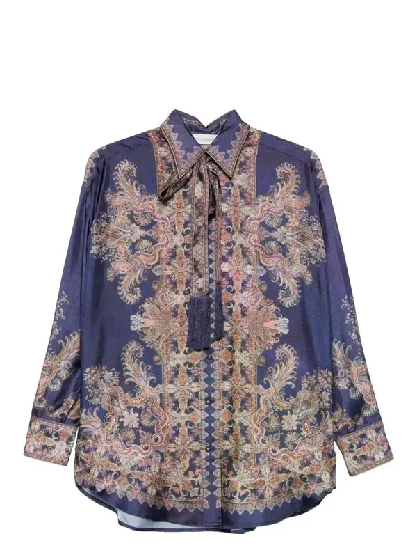 Zimmermann Paisley-print Pussy-bow Shirt - Blue