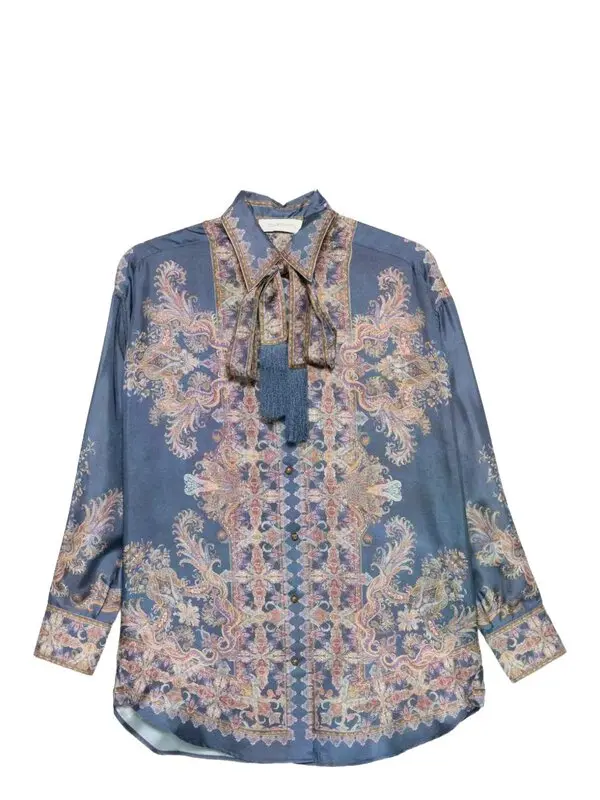 Zimmermann Paisley-print Pussy-bow Shirt - Blue