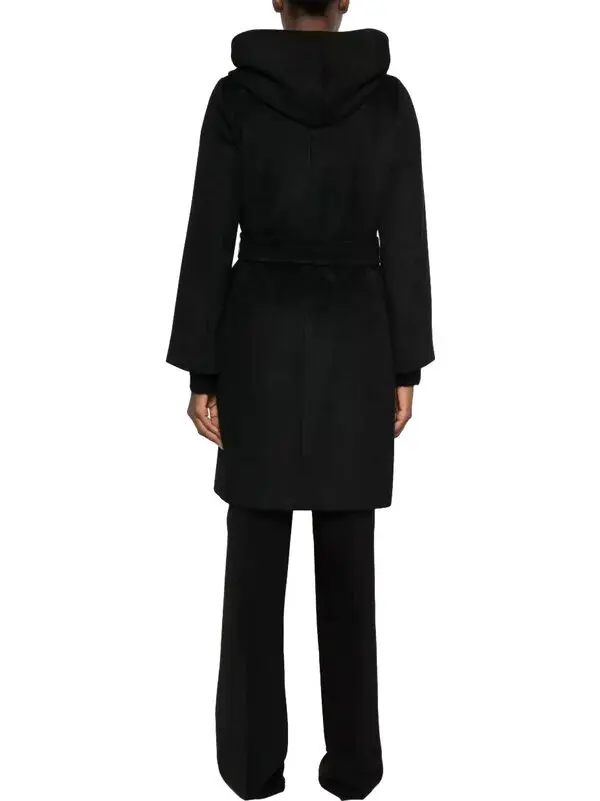 Max Mara Hooded Belted Coat - Black