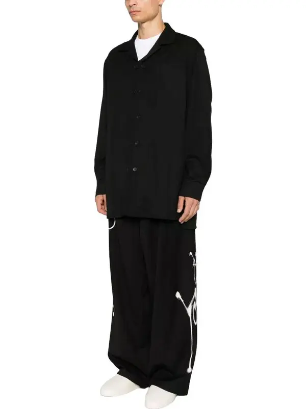 Y3 Double-breasted Notched-collar Shirt - Black