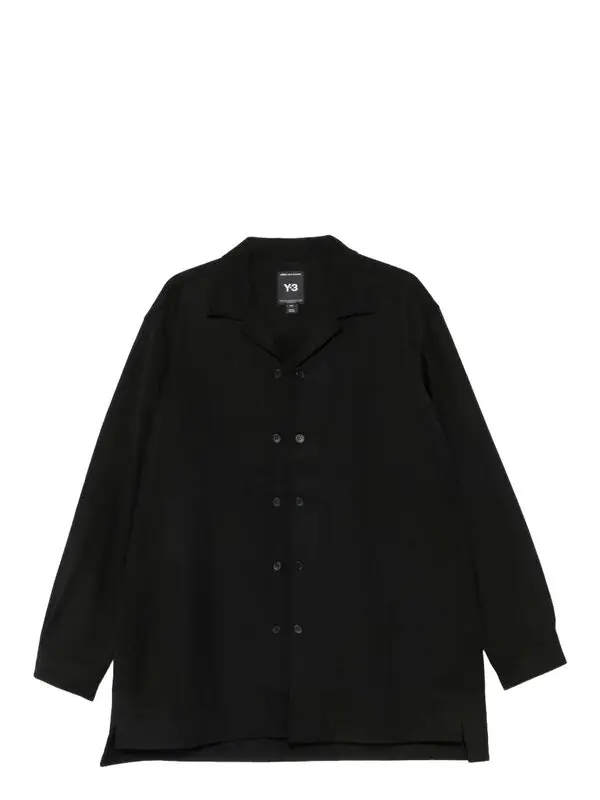 Y3 Double-breasted Notched-collar Shirt - Black