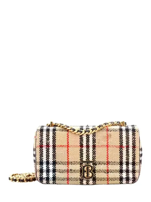 Burberry Lola Vintage Check Tweed Small Shoulder Bag - Neutrals