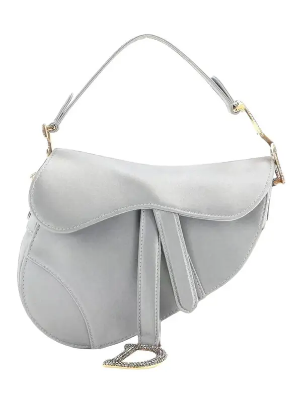 Dior Saddle Handbag Satin With Crystals Mini Shoulder Bag - Blue