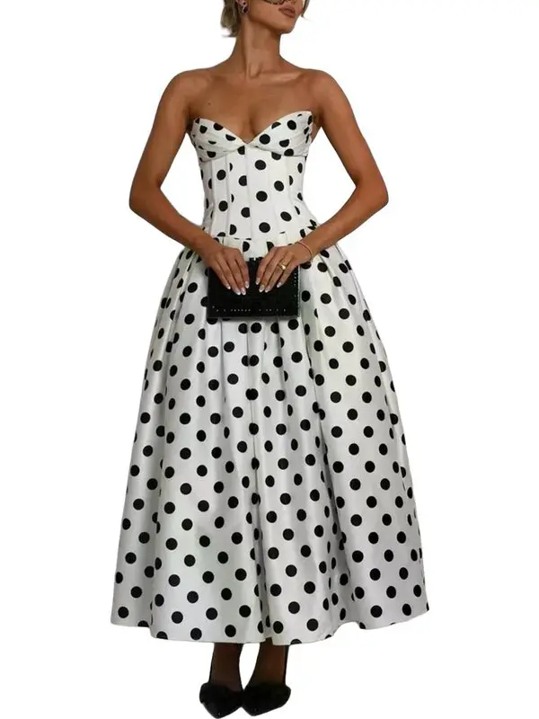 ATOIR Polka-dot Corset-style Dress - White