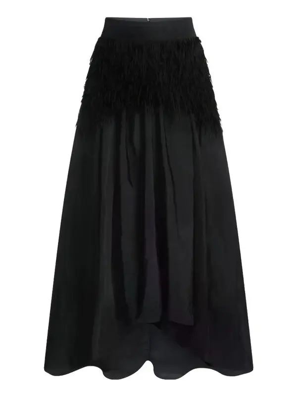 Karl Lagerfeld Fringe Trim High-low Skirt - Black