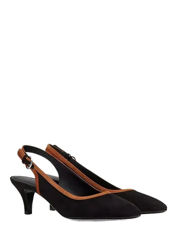 FERRAGAMO Suede Slingback Pumps - Black