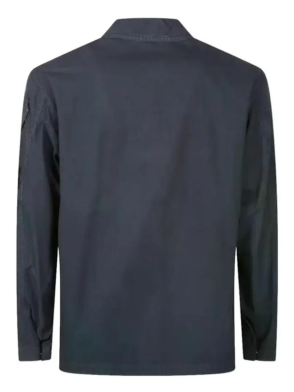 Stone Island Logo-patch Zip-up Shirt - Blue