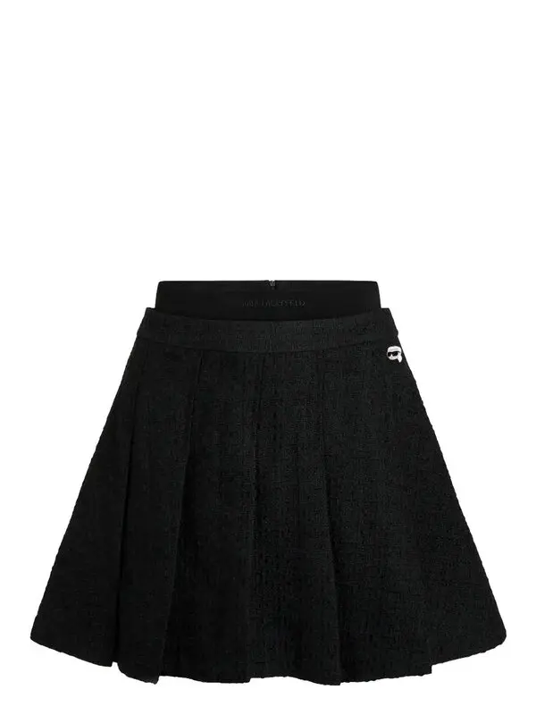 Karl Lagerfeld Ikon Bouclé Pleated Skirt - Black