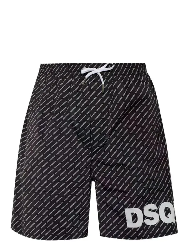 Dsquared2 Monogram-print Logo-print Swim Shorts - Black