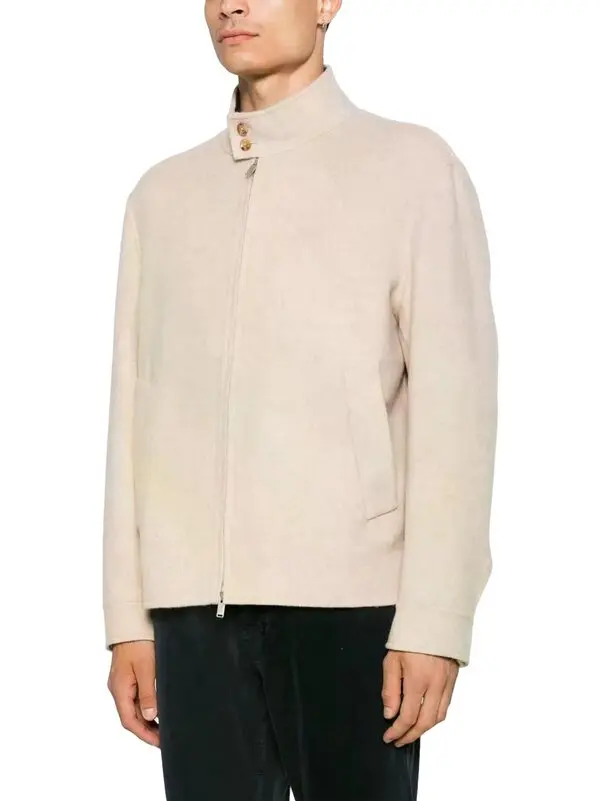 LARDINI High-neck Zip-up Jacket - Neutrals