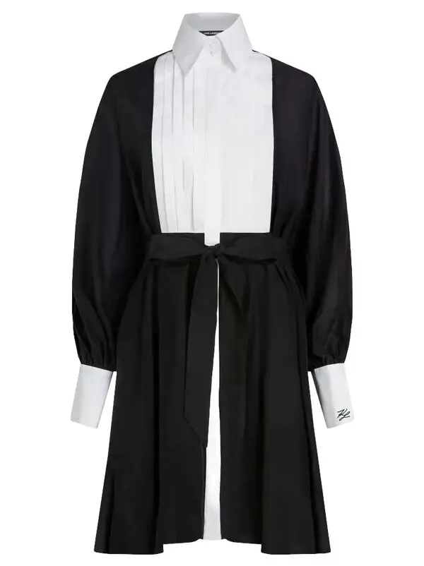 Karl Lagerfeld Contrast Bib Shirt Dress - Black