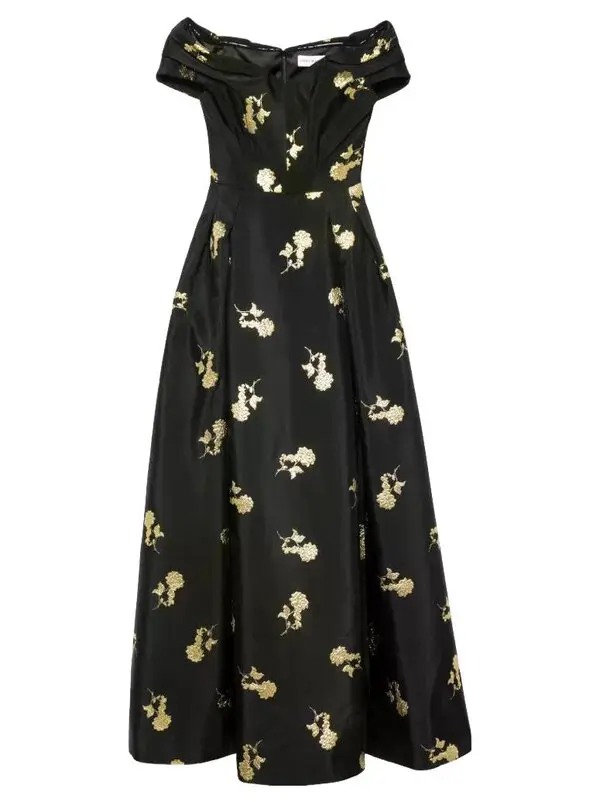 Rebecca Vallance Mariya Floral-jacquard Gown - Black