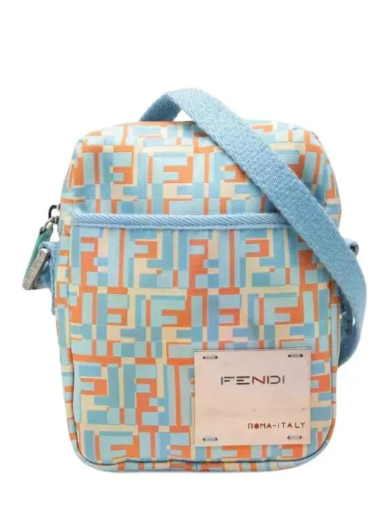 Fendi 2000-2010 Zucca Nylon Messenger Bag Crossbody Bag - Blue