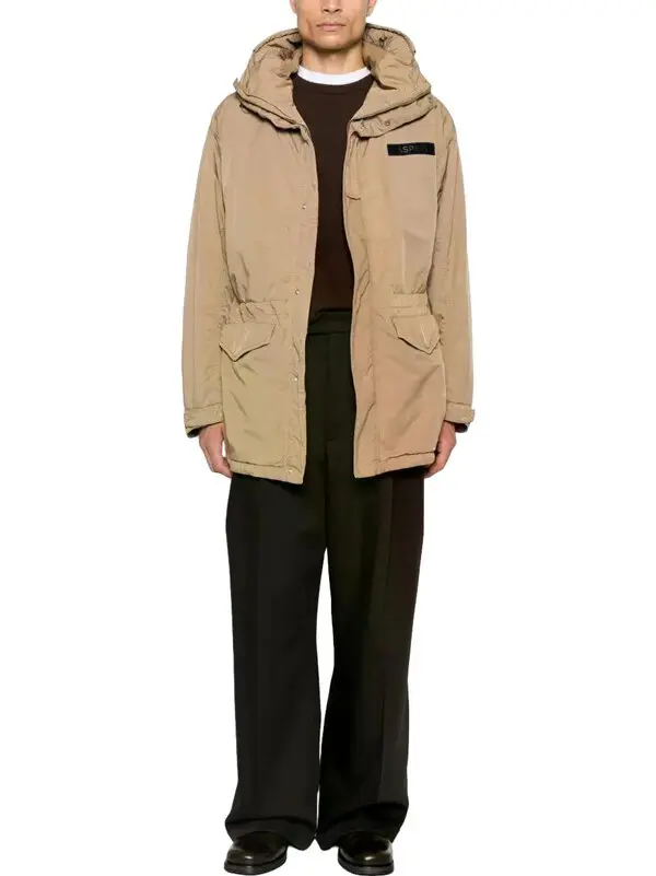 Aspesi Hooded Logo-patch Jacket - Neutrals