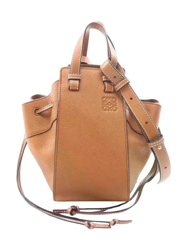 Loewe 2010-2026 Mini Grained Calfskin Drawstring Hammock Bag Satchel - Brown
