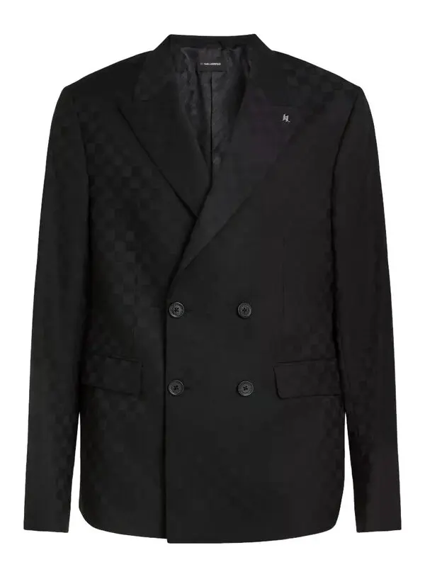 Karl Lagerfeld Checked Double-breasted Blazer - Black
