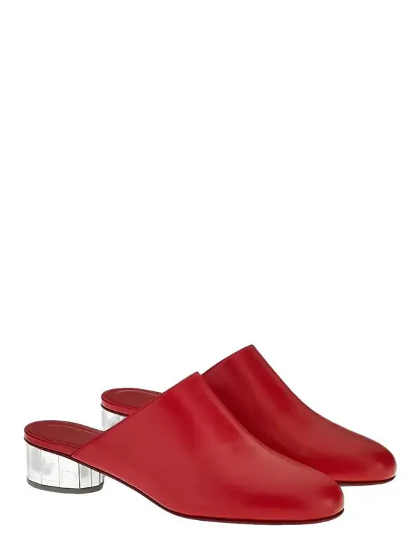 FERRAGAMO Floy Leather Mules - Red
