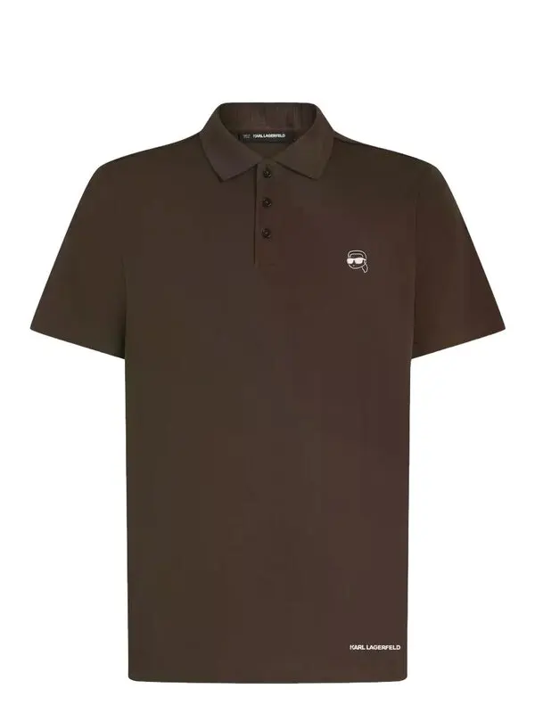 Karl Lagerfeld Ikon Jersey Short Sleeve Polo - Brown