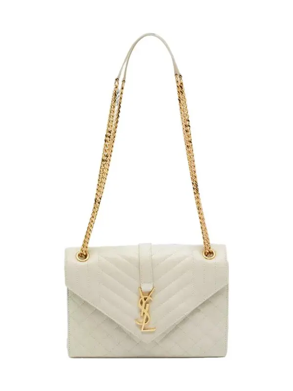 Saint Laurent Medium Envelope Mixed-quilt Shoulder Bag - Neutrals