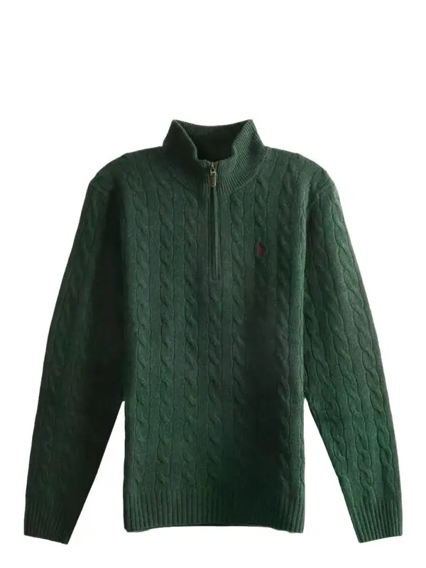 Polo Ralph Lauren Cable-knit Quarter-zip Sweater - Green