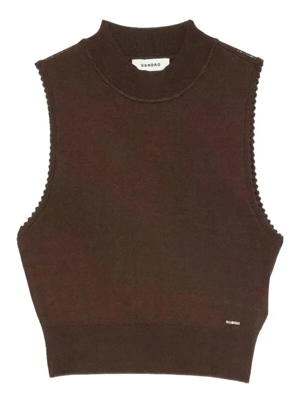 Sandro Mock-neck Tank Top - Brown