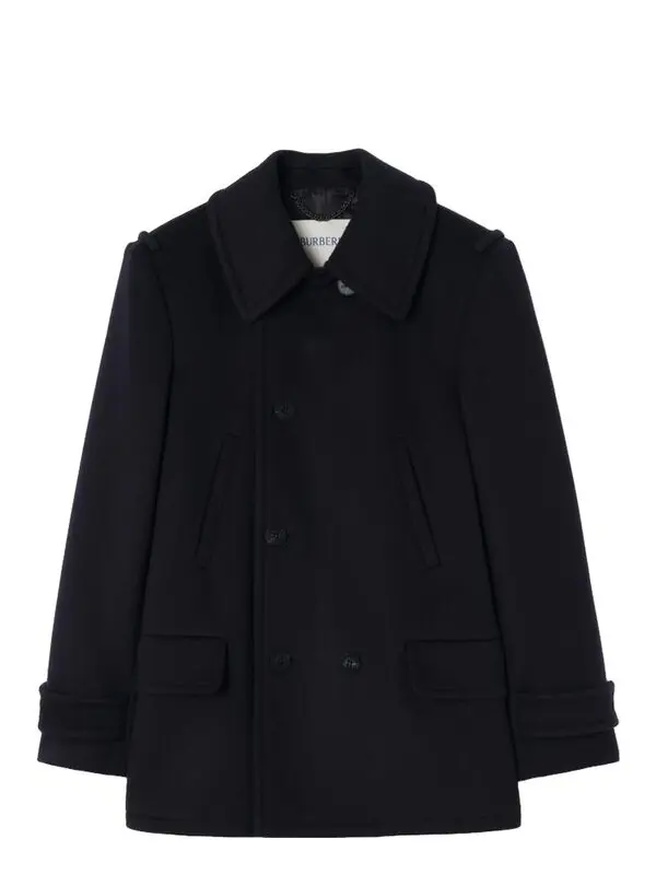 Burberry Wool Cashmere Pea Coat - Navy