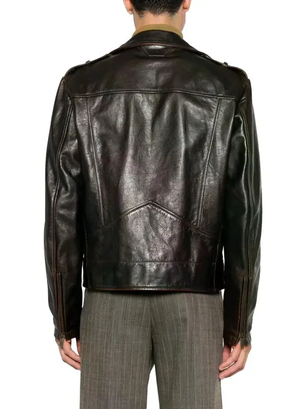 SALVATORE SANTORO Biker Leather Jacket - Brown