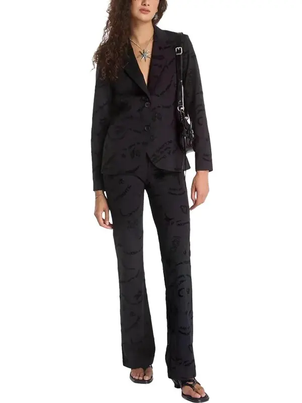 Desigual Graphic-print Button-up Blazer - Black