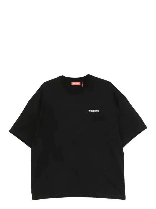 WRSTBHVR Logo-print Drop-shoulder T-shirt - Black