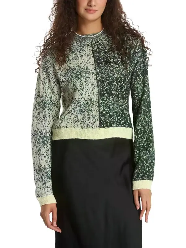 Desigual Two-tone Floral-print Sweater - Green