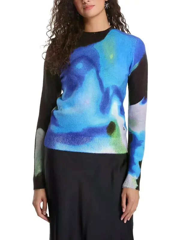 Desigual Abstract Print Crew Neck Sweater - Blue