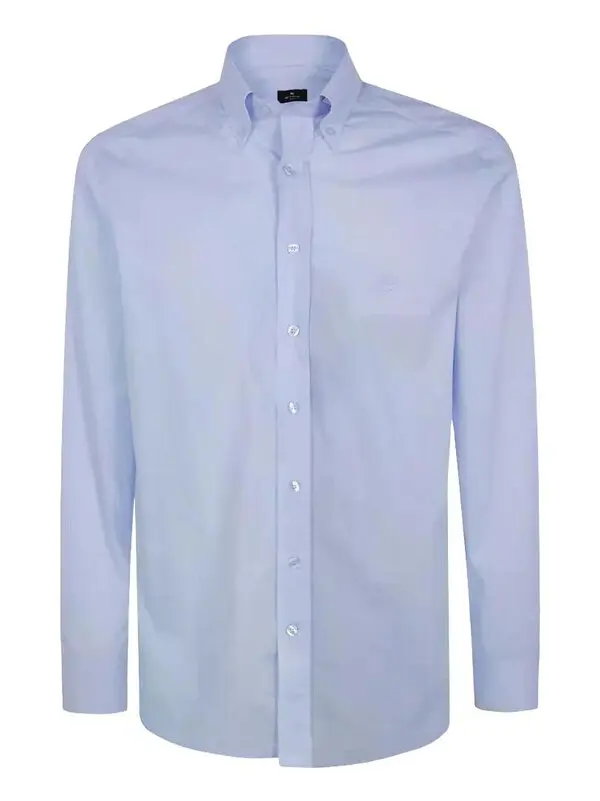Etro Pegasus-embroidered Button-down Shirt - Blue