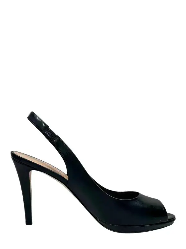 SERGIO ROSSI Peep-toe Slingback Leather Pumps - Black