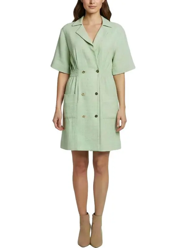 Sandro Alize Double-breasted Shirt Midi Dress - Green