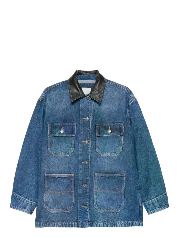 Simkhai Leather-collar Denim Jacket - Blue
