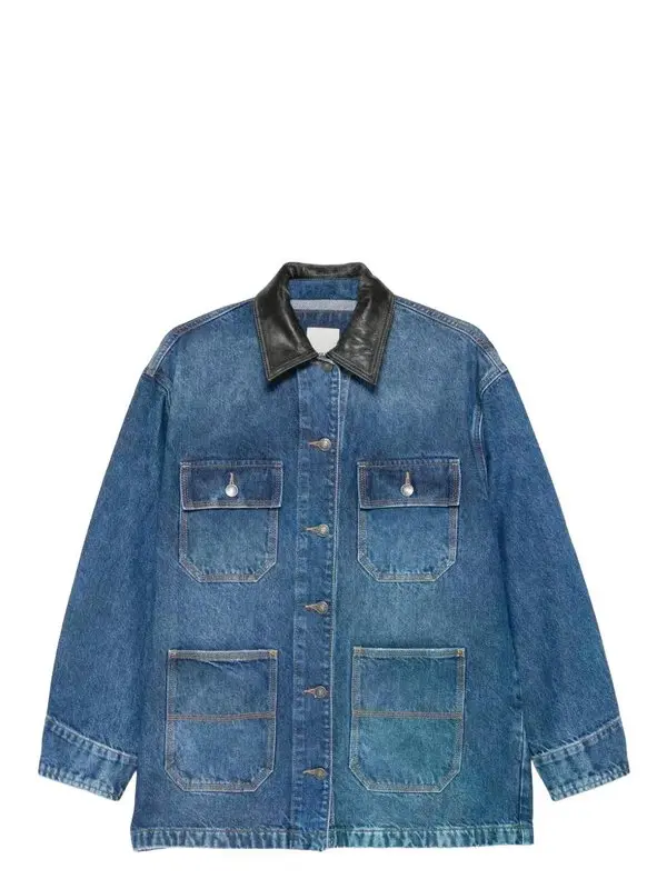 Simkhai Leather-collar Denim Jacket - Blue