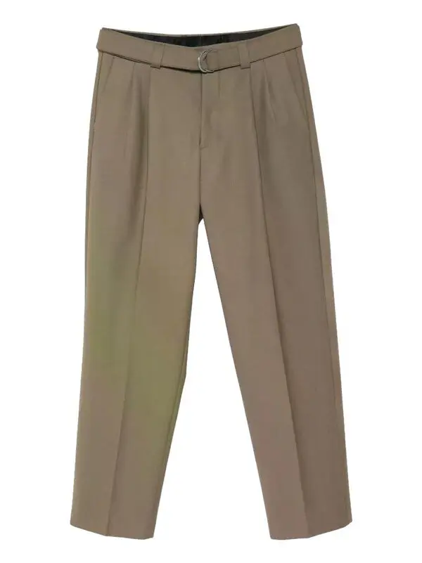 ERALDO Belted Pleated Trousers - Brown