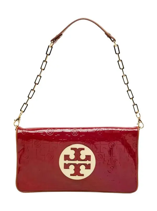 Tory Burch Reva Monogram Embossed Shoulder Bag - Red