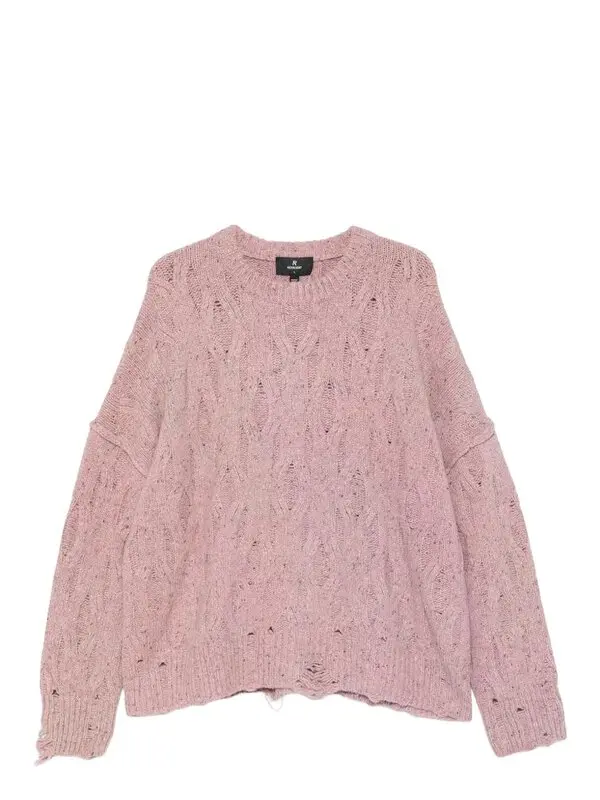 REPRESENT Distressed Cable-knit Sweater - Pink