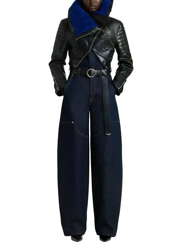 Givenchy Shearling-trim Cropped Biker Jacket - Black