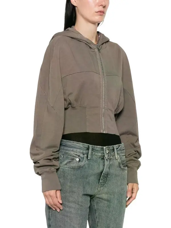 Rick Owens Cropped Zip-up Hoodie - Brown