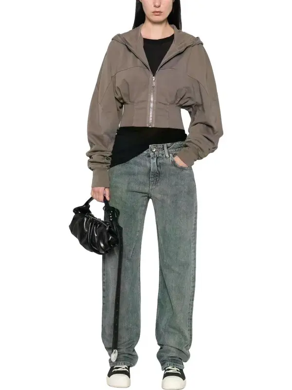Rick Owens Cropped Zip-up Hoodie - Brown