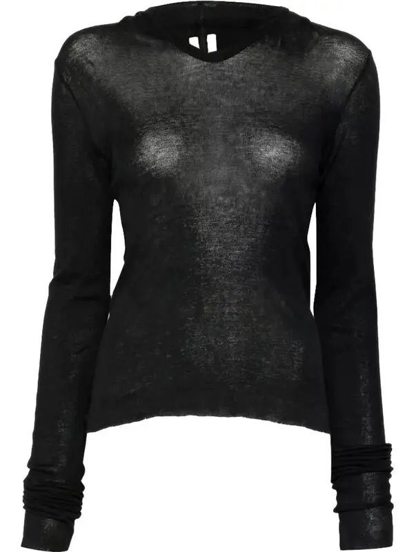 Rick Owens Long-sleeve Sheer Top - Black