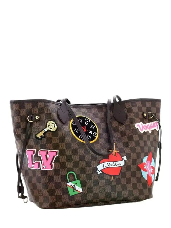 LOUIS VUITTON Neverfull Nm Limited Edition Patches Damier Mm Tote Bag - Brown