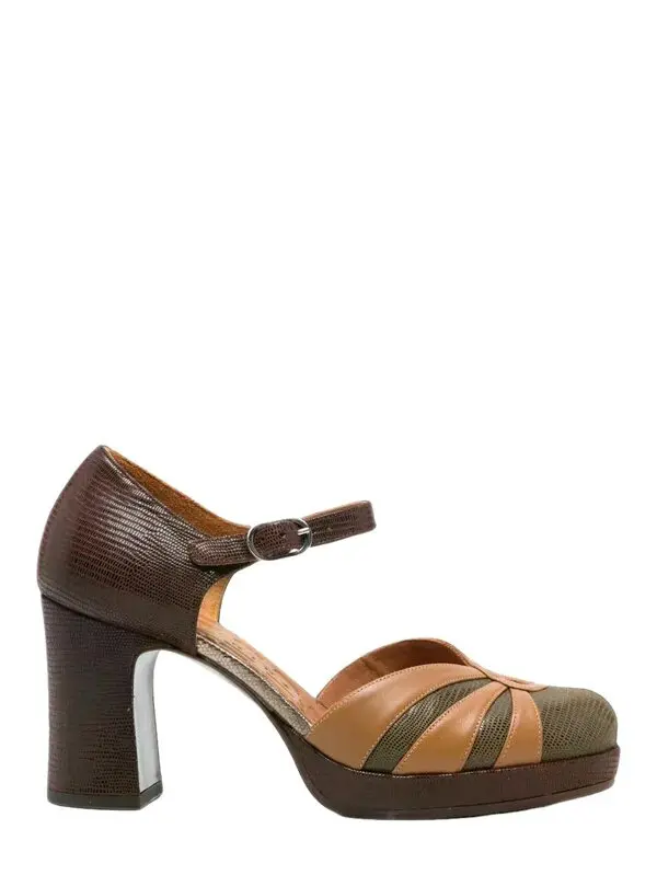 Chie Mihara Lizard-effect Buckled Pumps - Brown